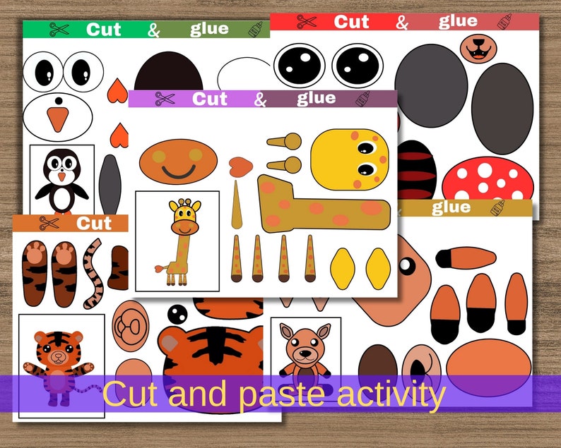 Printable Cut and Paste Animal Craft, Paper Animal, Create Your Own ...