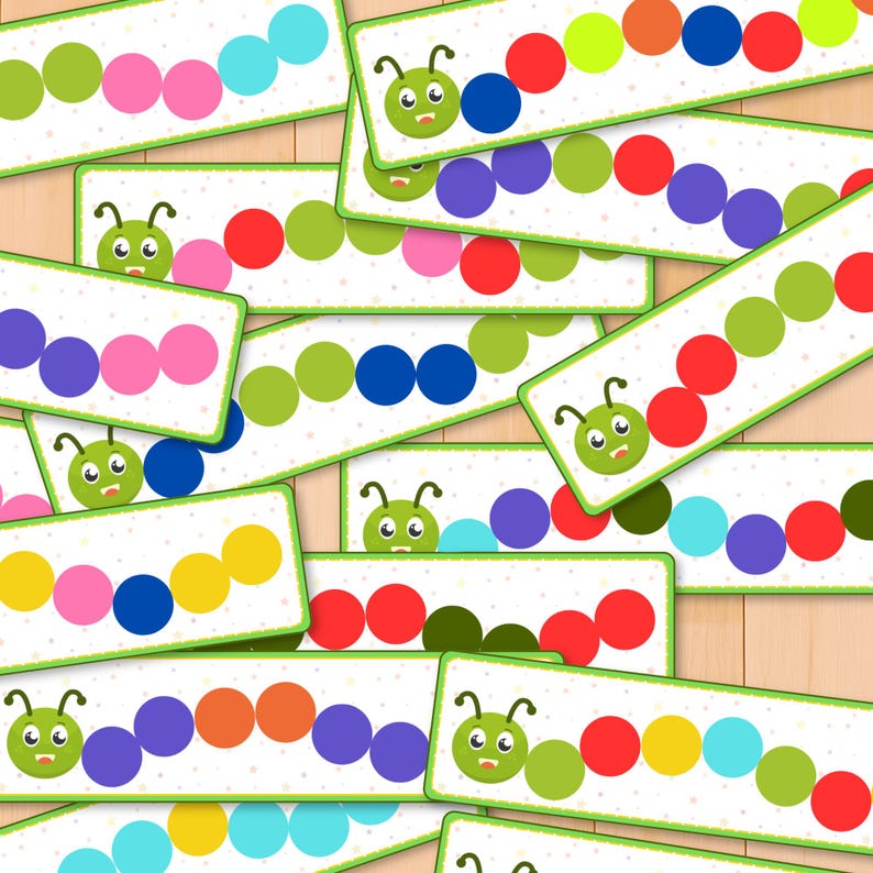 Caterpillar Pom-pom Pattern Activity, Color Matching Game, Fine Motor ...
