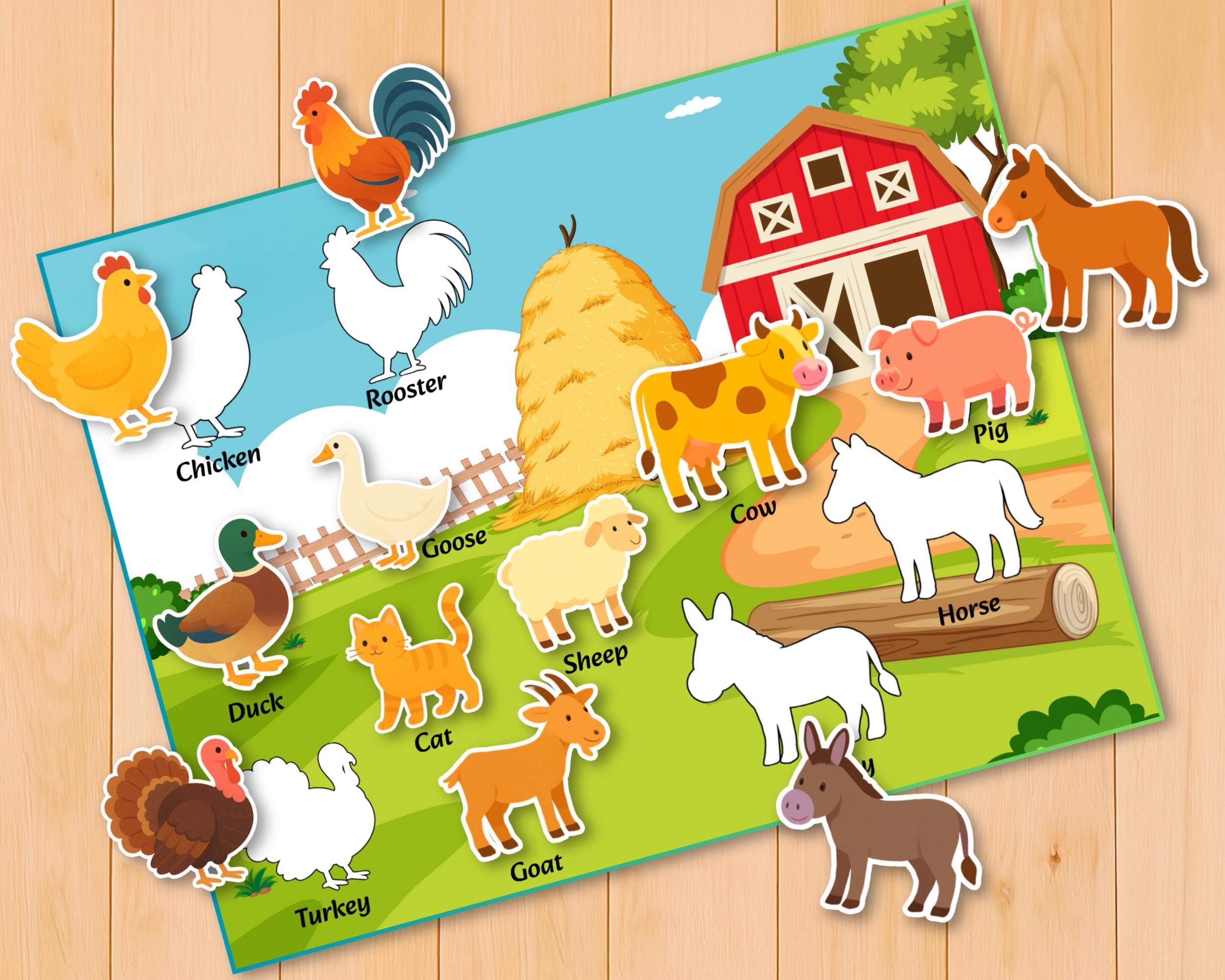 Farm Animals Shadow Matching, Busy Book Printable Page, Visual ...