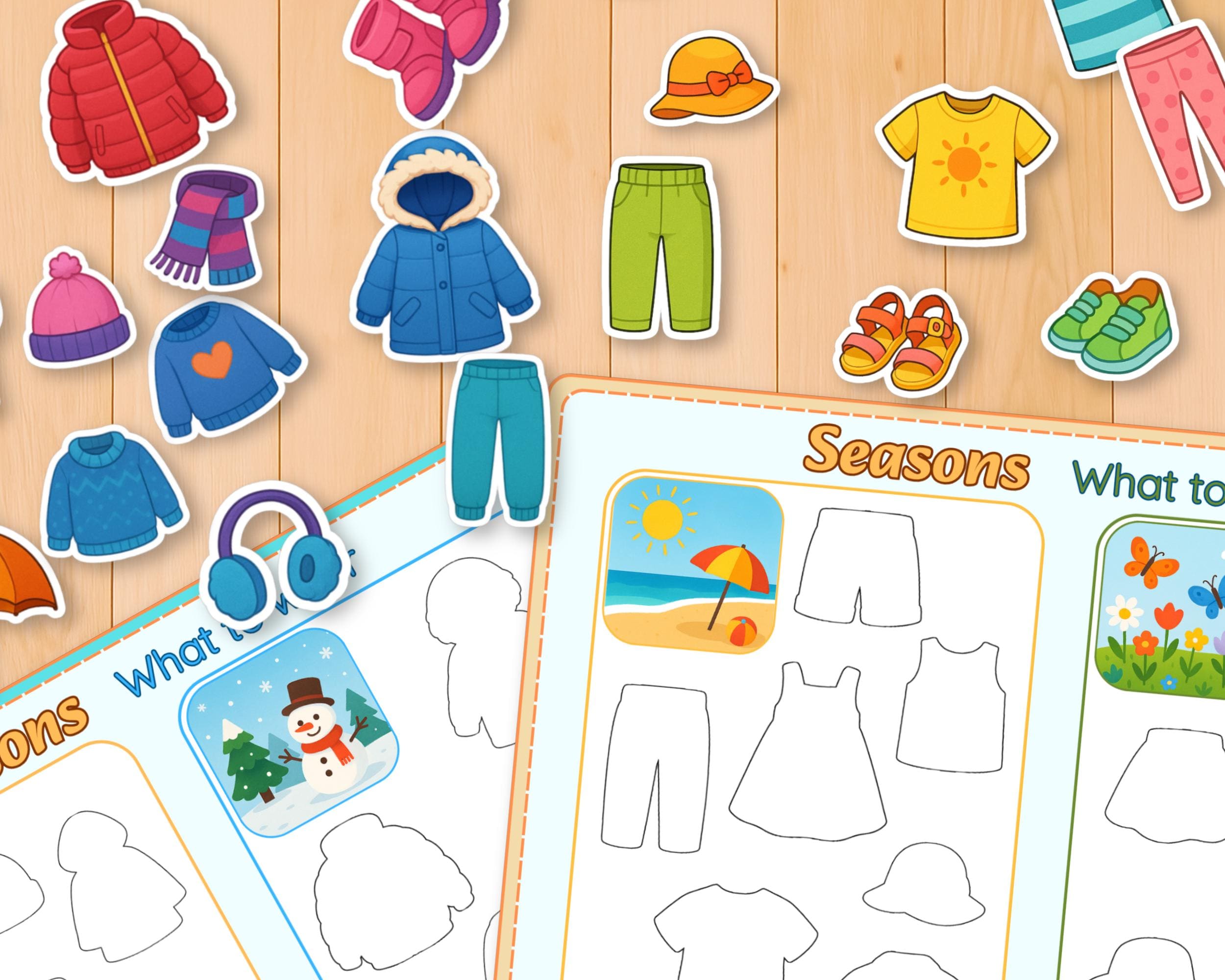 Seasons Clothing Match Activity, Wear Sorting Game, Busy Book Page ...