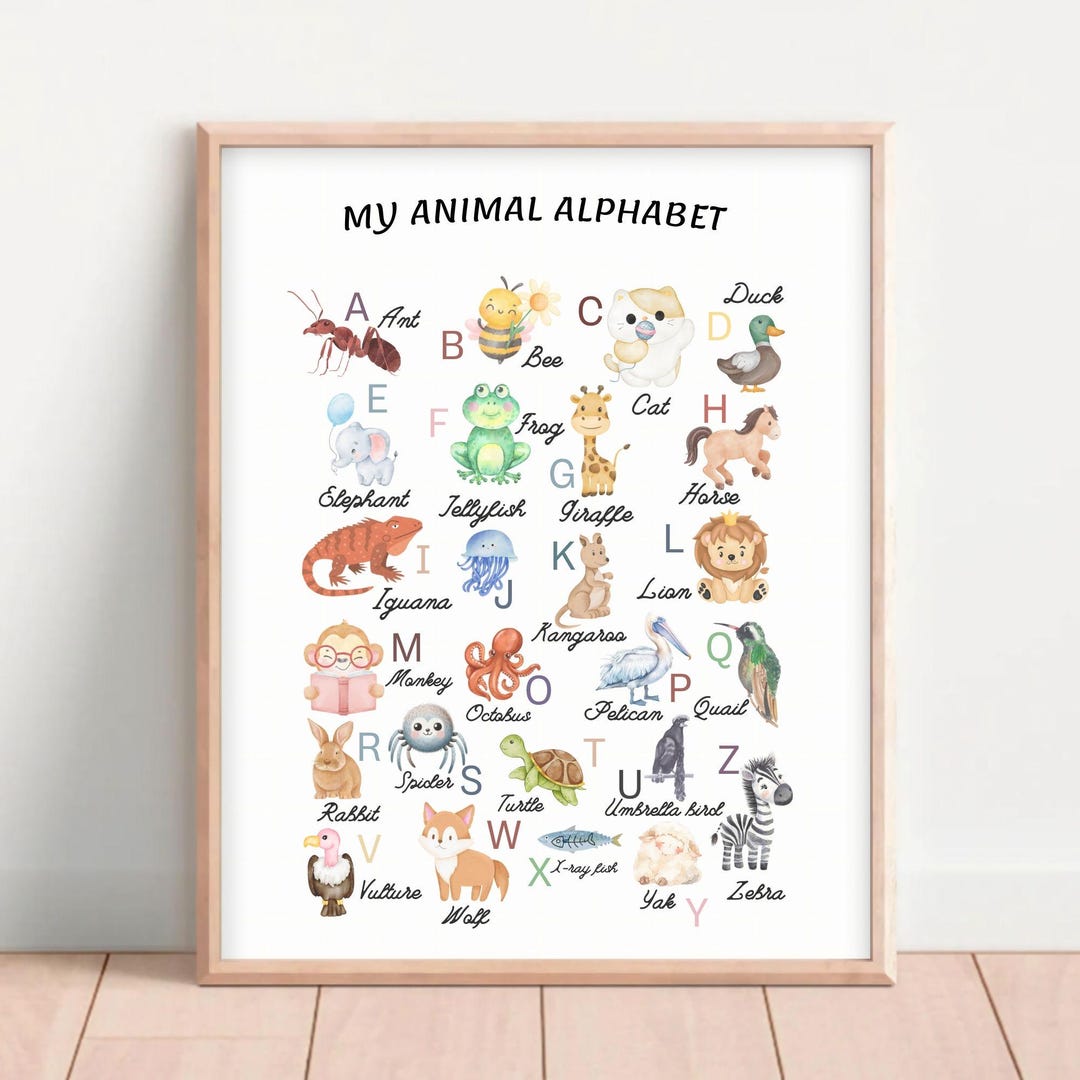 Animal Alphabet Poster, Printable Nursery Wall Art, Educational ABC ...