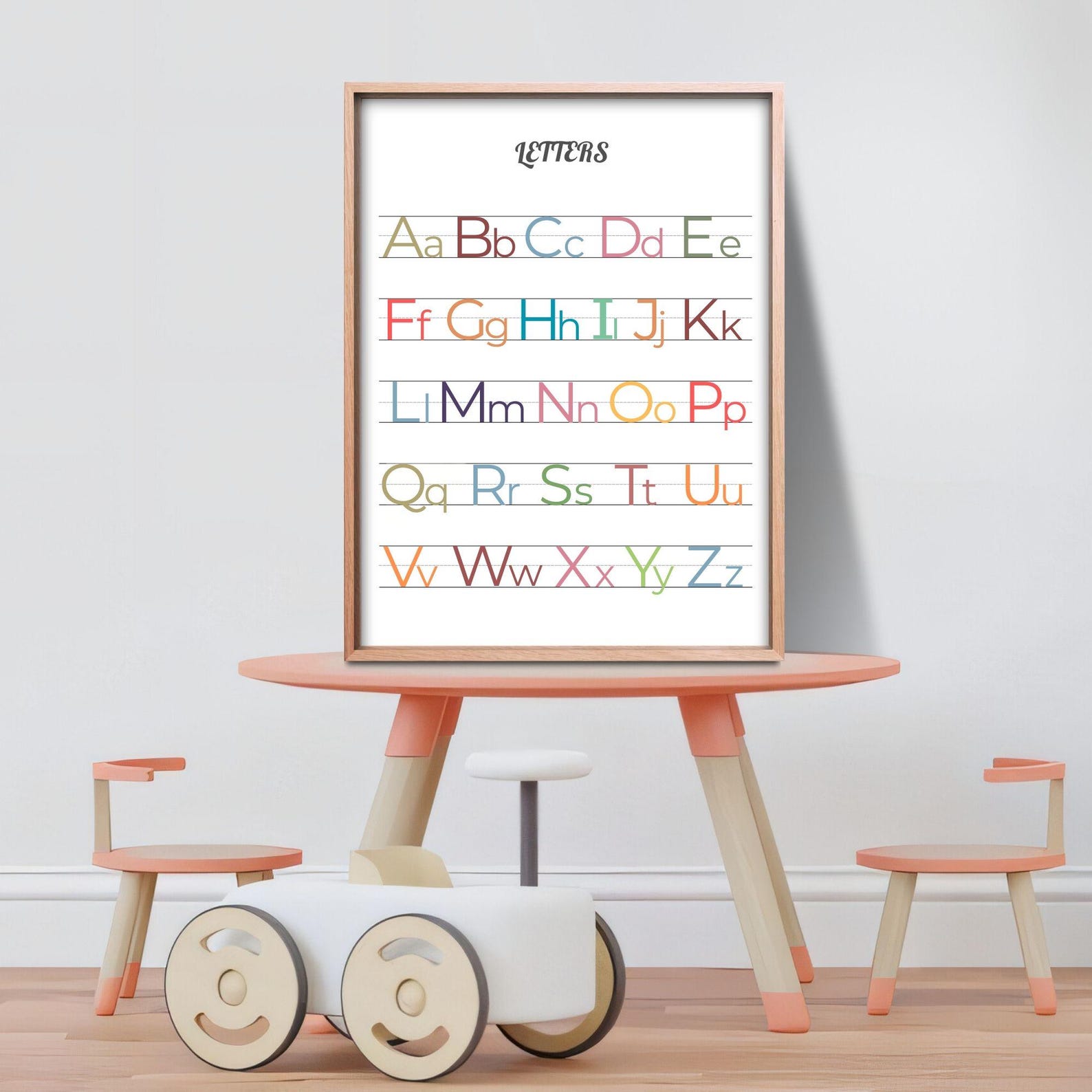 Up to 100 and Alphabet Poster Set, Handwriting Chart Print, Kids ...