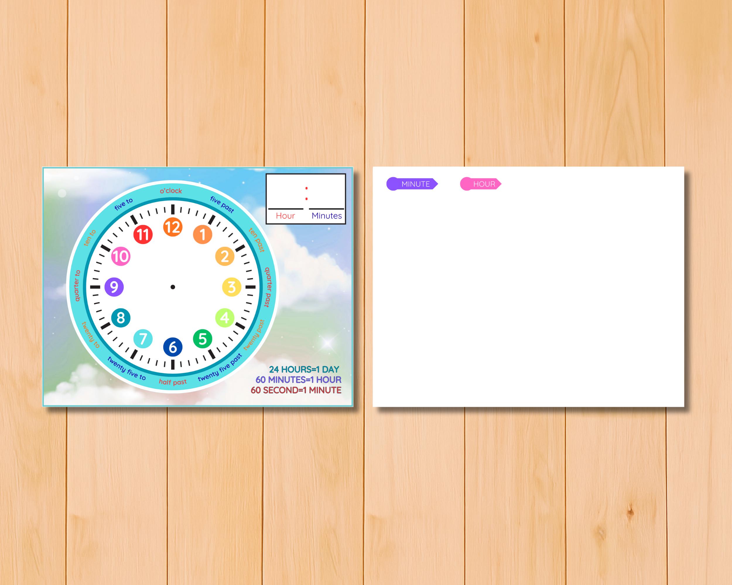 Telling Time Clock Activity, Preschool Oclock Learning, Educational ...