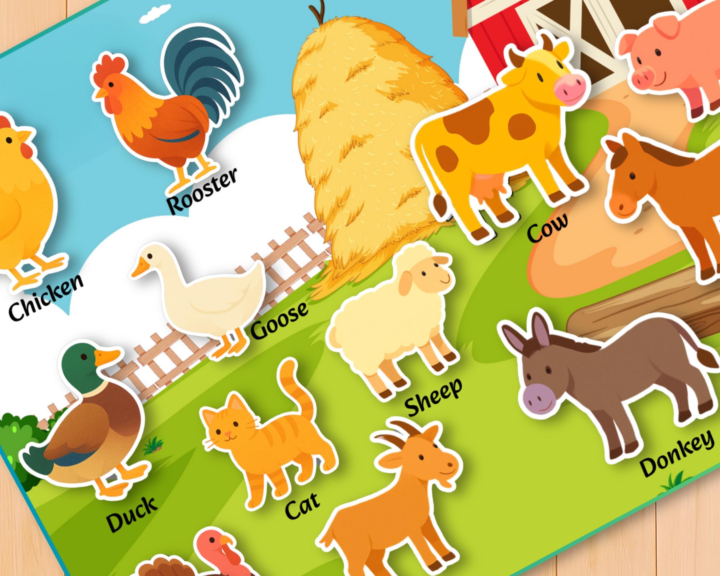 Farm Animals Shadow Matching, Busy Book Printable Page, Visual ...