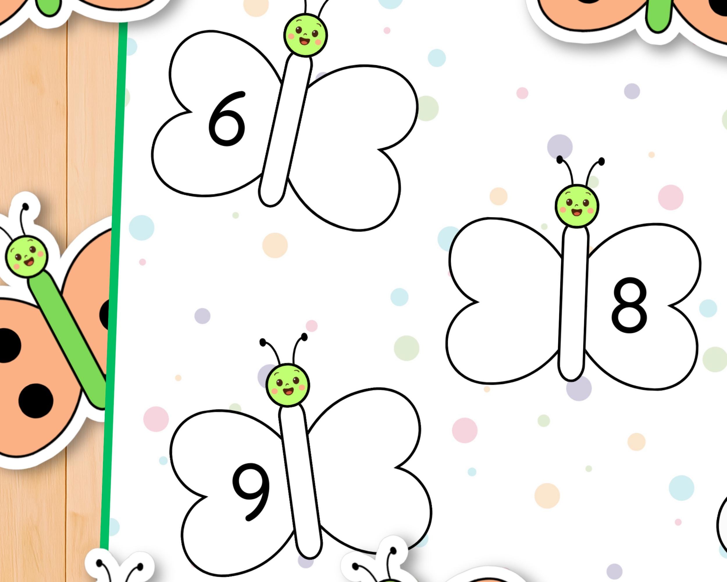 Butterfly Counting Match, Count to 1 10, Preschool Math Game, Number ...