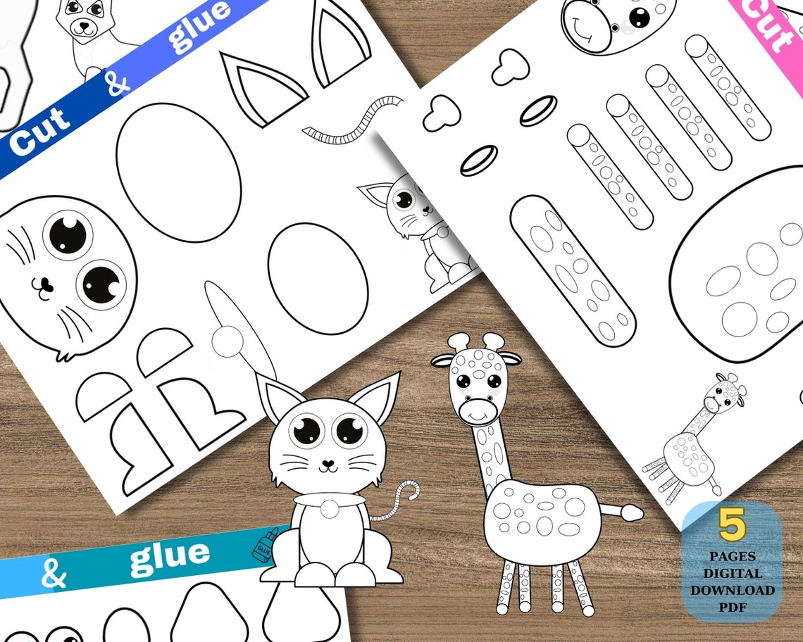 Cutting Scissors With Animals for Preschool and Kindergarten Printable ...