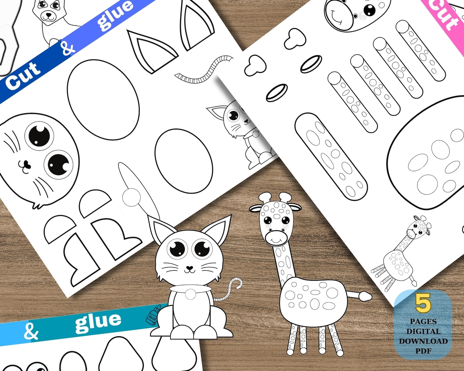 Cutting Scissors With Animals for Preschool and Kindergarten Printable ...