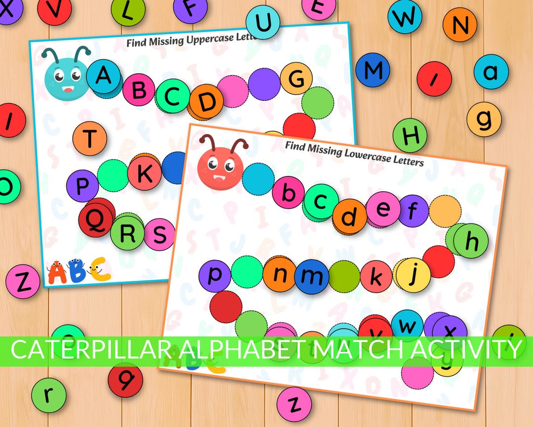 Caterpillar Alphabet Missing Letters Activity, Uppercase and Lowercase ...