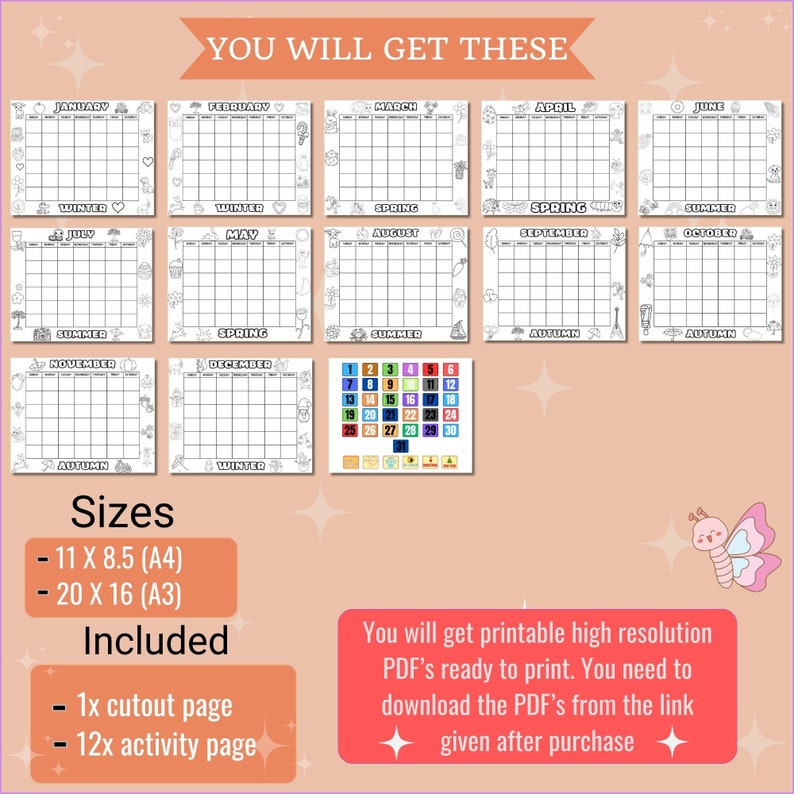 2024 Printable Trace Color Calendar, Perpetual Calendar, Calendar for ...