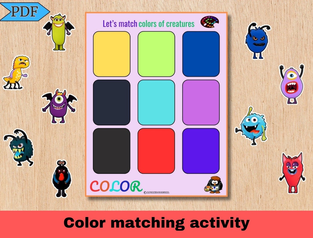Monster Matching Game for Preschool, Toddler Activities, Coloring Busy ...