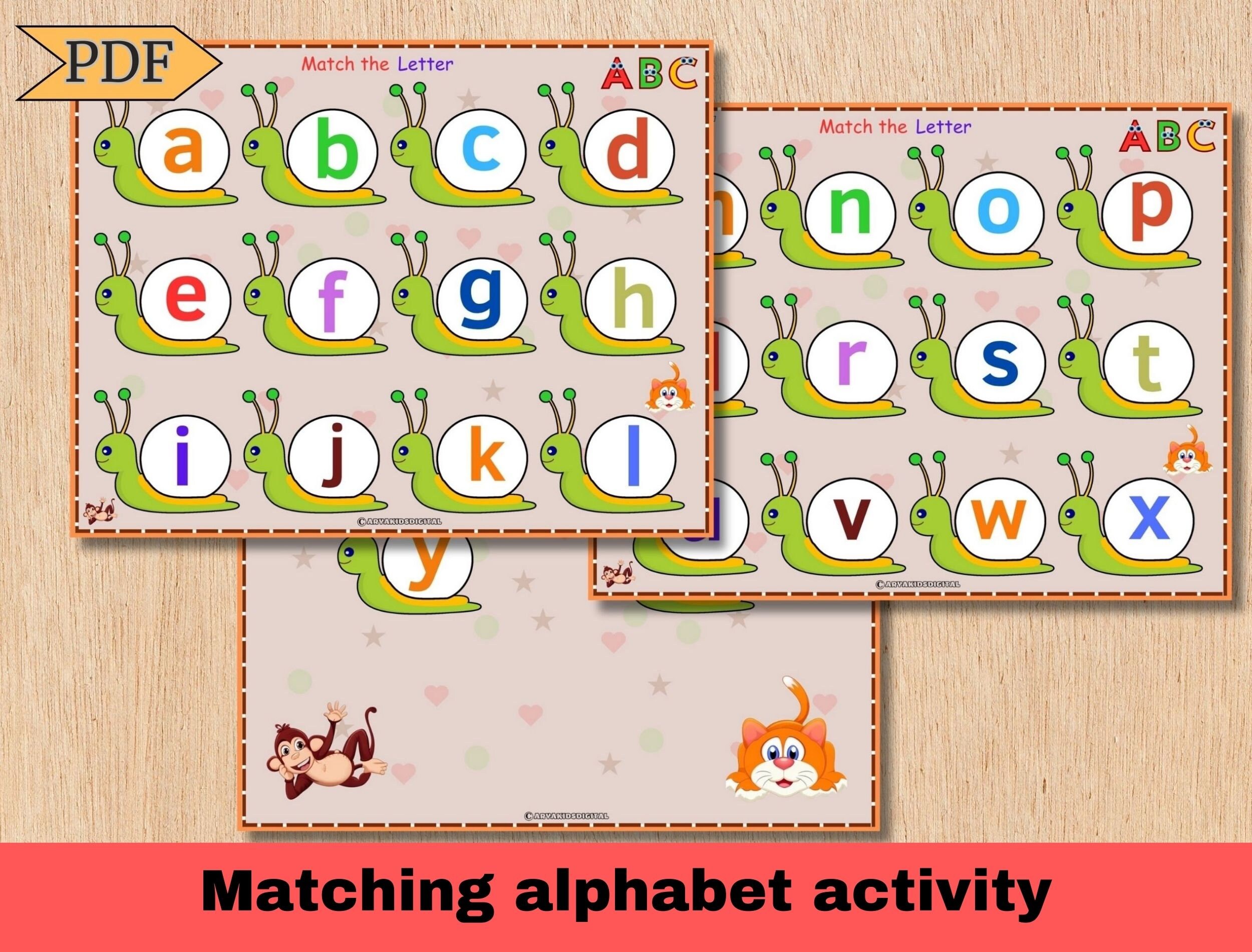 Printable Animal Alphabet for Kids, Preschool Worksheet, Homeschool ...