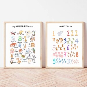Animal Alphabet and Numbers Prints, Printable Wall Art, ABC Poster ...