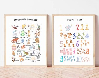 Animal Alphabet Print, PRINTABLE Wall Art, ABC Poster, Educational Art ...