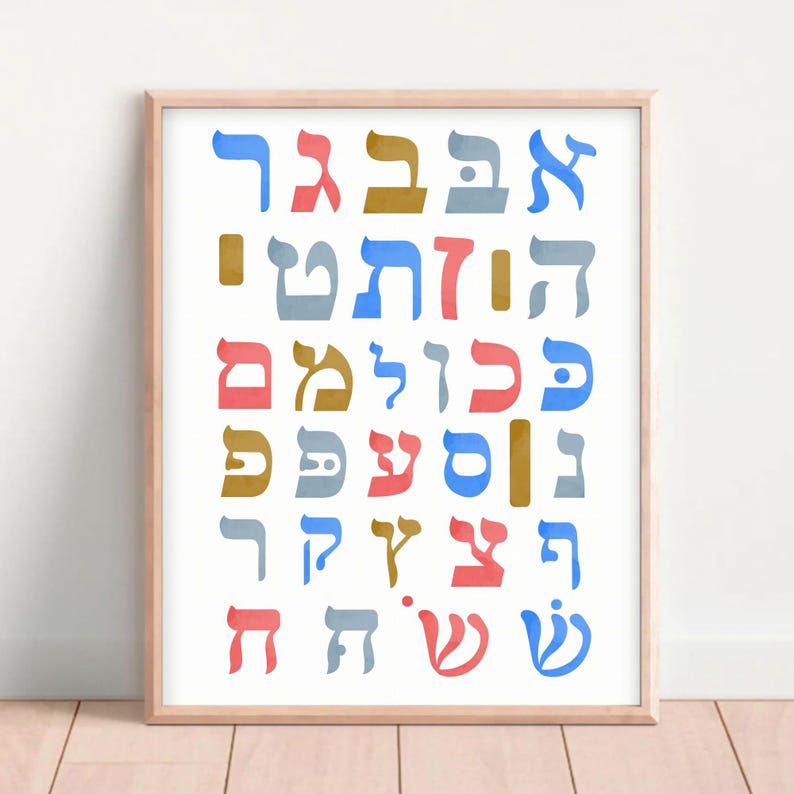 Hebrew Alphabet Poster, Printable Educational Wall Art, Classroom Room ...