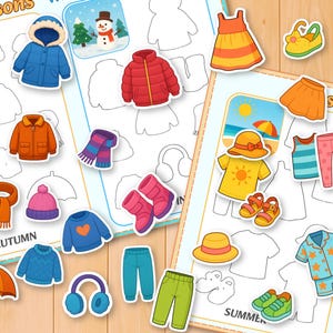 Seasons Clothing Match Activity, Wear Sorting Game, Busy Book Page ...