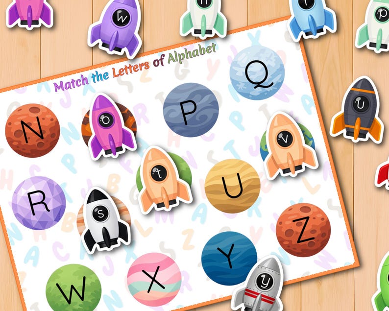 Rocket Alphabet Matching Activity, Letter Recognition, Space Theme ...