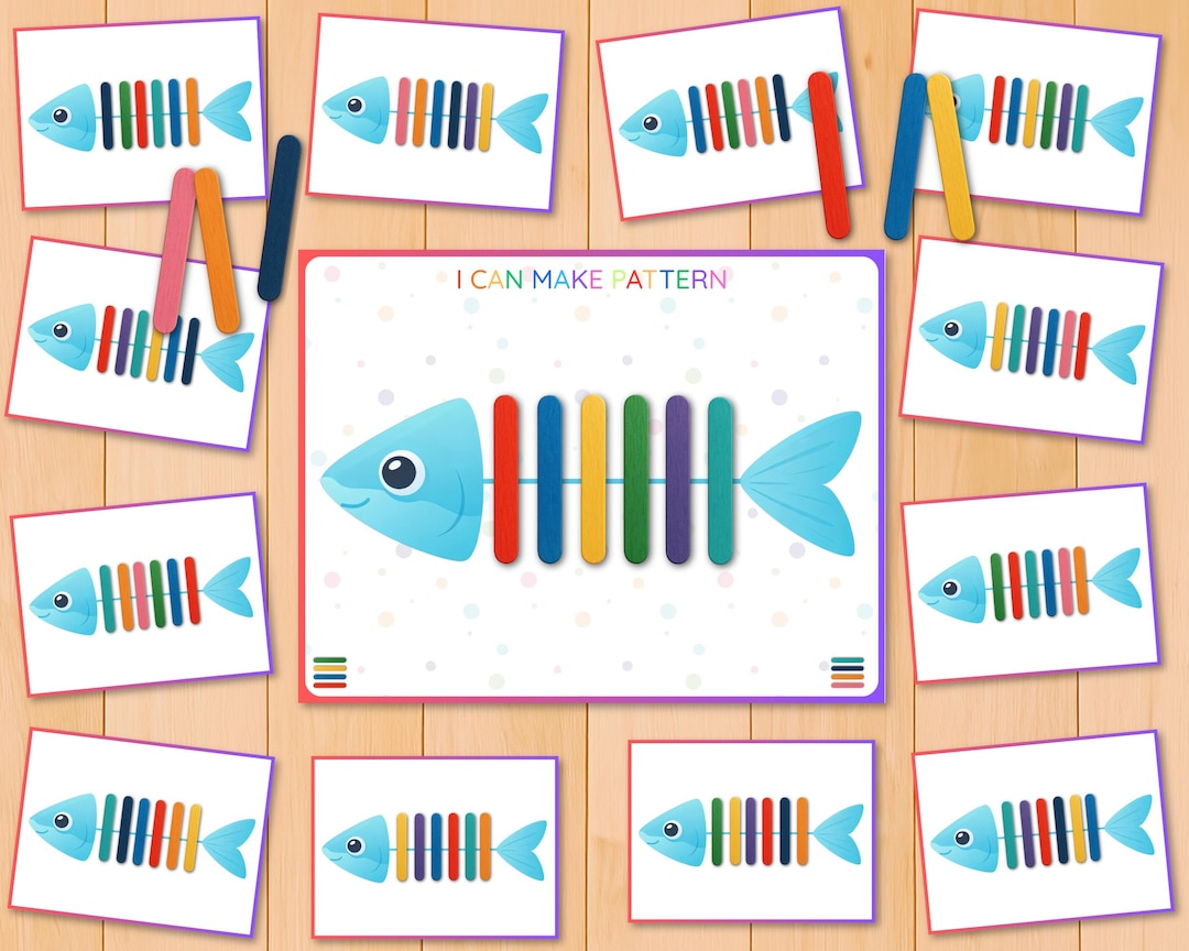 Popsicle Stick Color Sorting Cards, Fine Motor Skills, Preschool ...