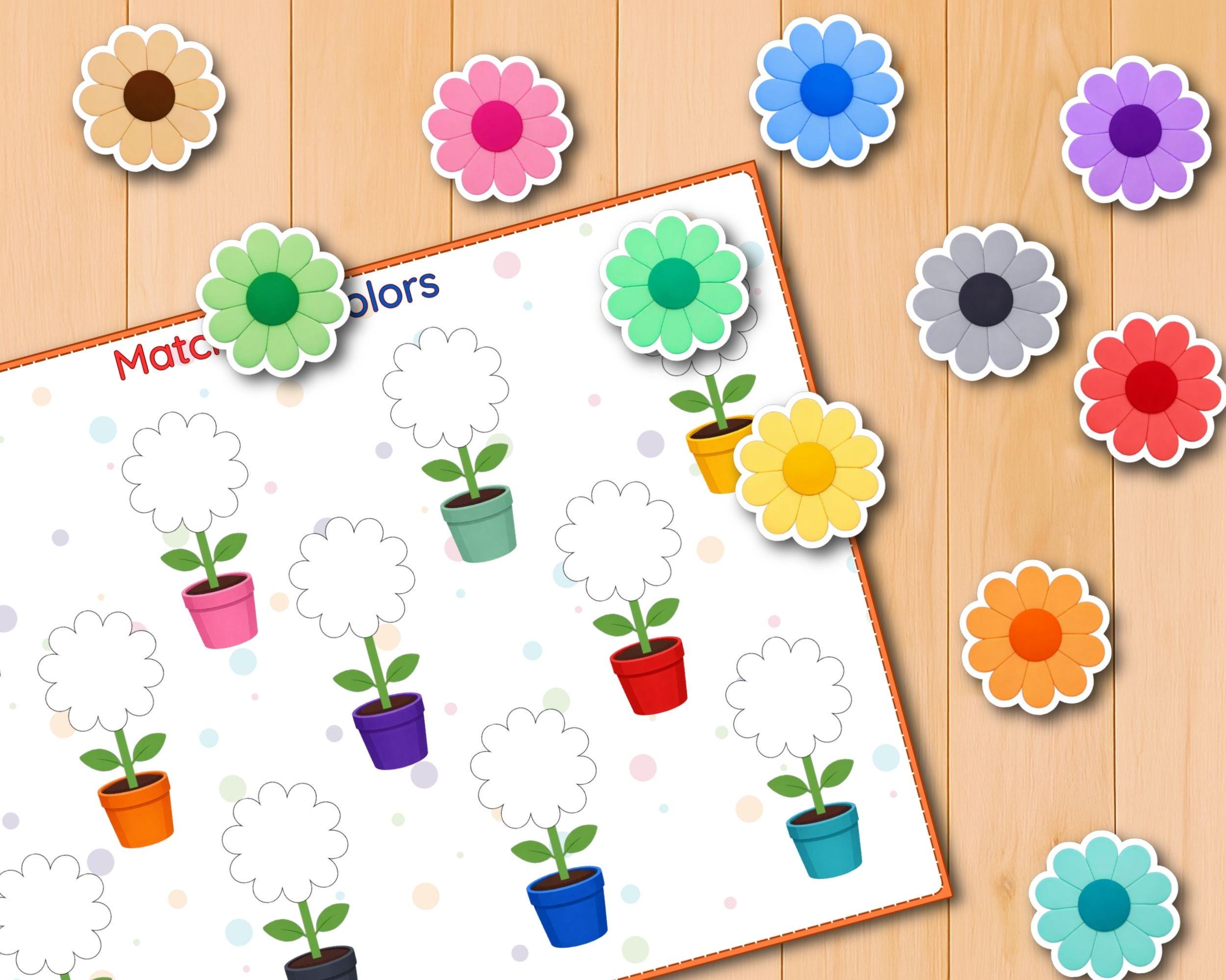 Flower Color Matching Activity, Colors Sorting Game, Preschool ...