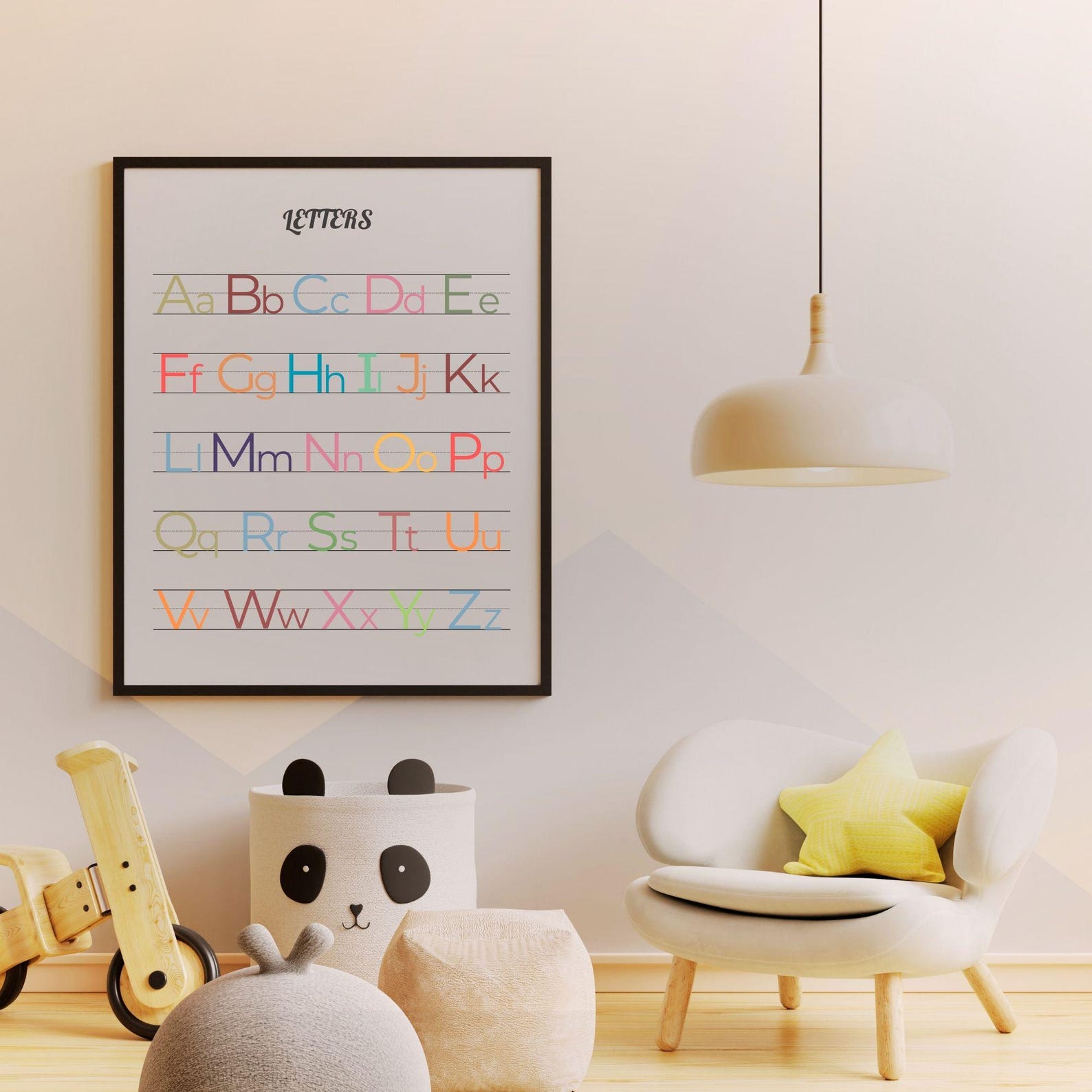 Up to 100 and Alphabet Poster Set, Handwriting Chart Print, Kids ...