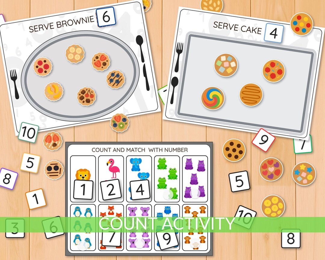 Counting Activity Mats, Cookie, Animal Boxes, Count 1 10, Learn to ...