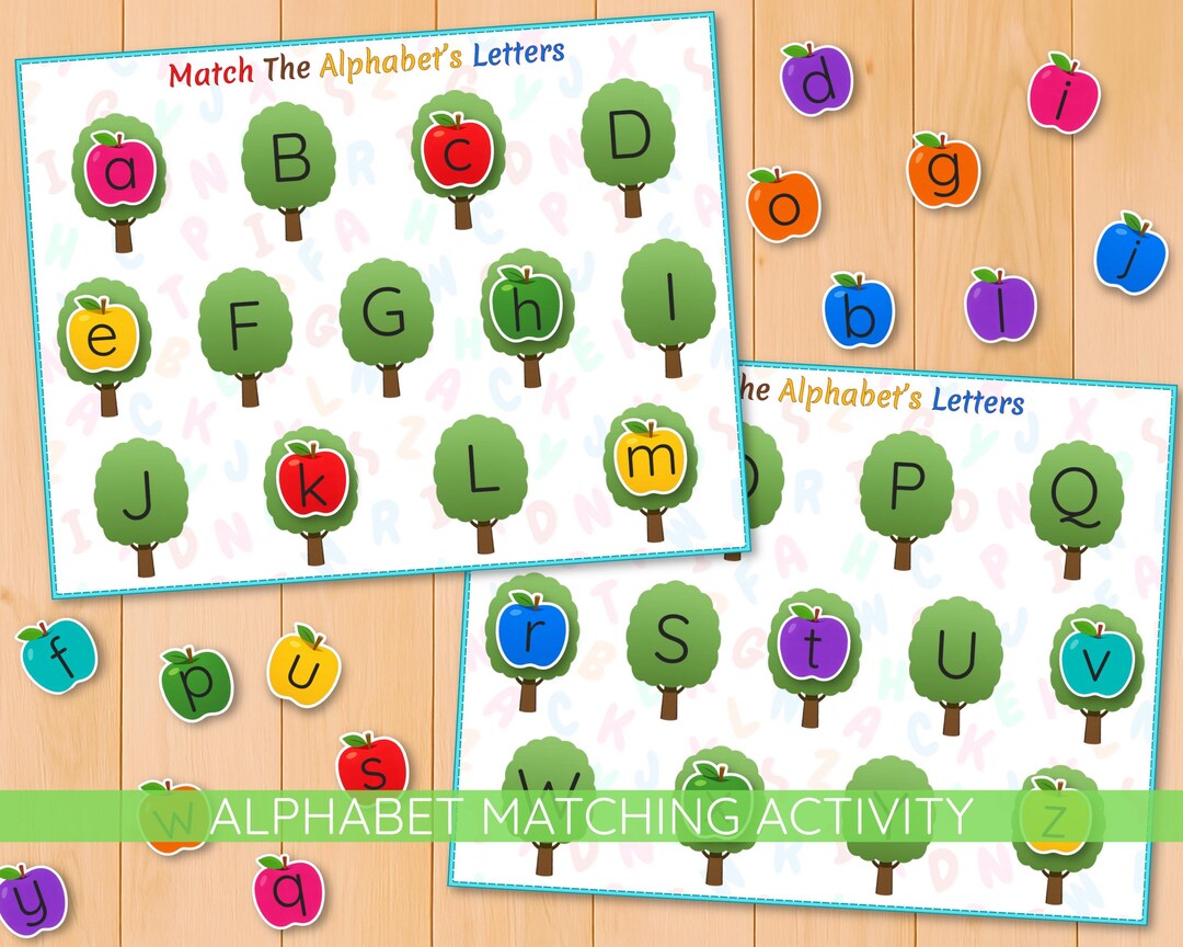 Alphabet Matching Activity, Uppercase Lowercase Letter Match, Apple and ...