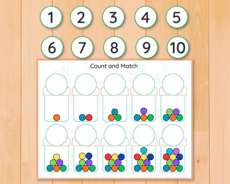 Preschool Counting 1–10 Activity, Matching Game, Homeschool Math ...