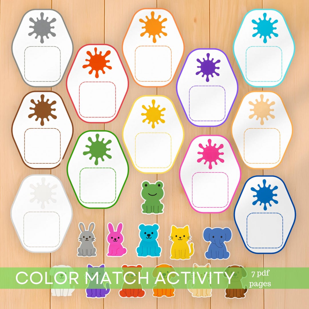 Color and Animal Matching Game, Fine Motor Skills, Educational Activity ...