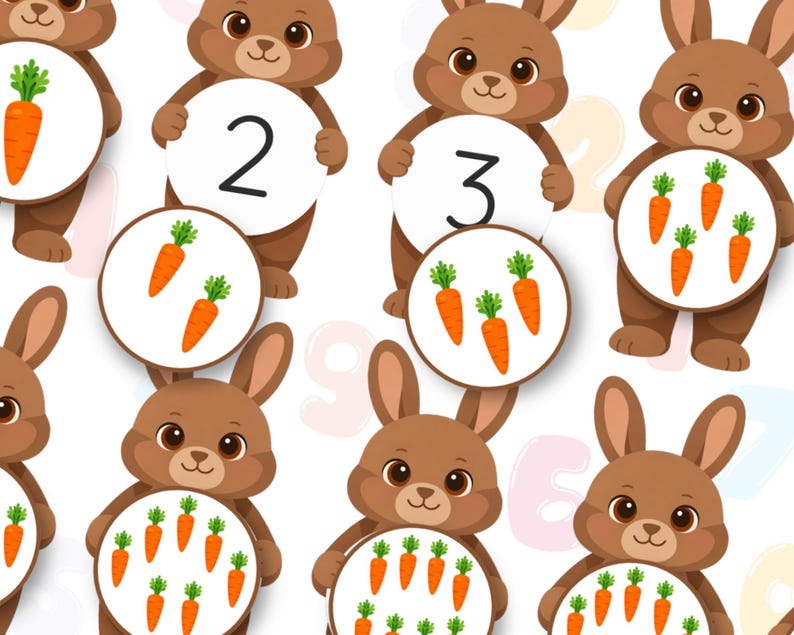 Count and Match Activity, Bunny Number Game 1 to 10, Numbers ...