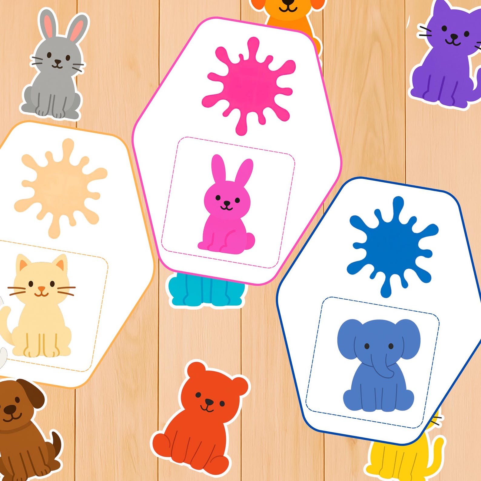 Color and Animal Matching Game, Fine Motor Skills, Educational Activity ...