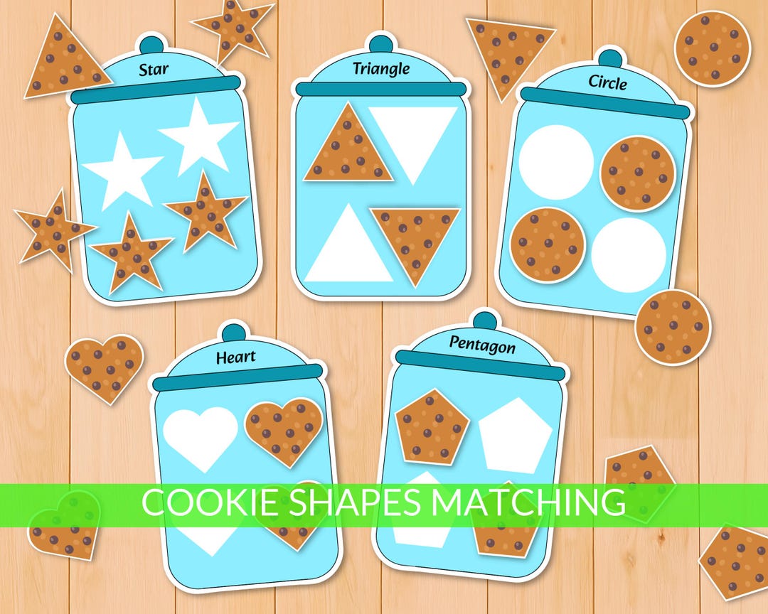 Cookie Jar Match, Shape Sorting Jars Matching Game, 2D Shapes Shadow ...