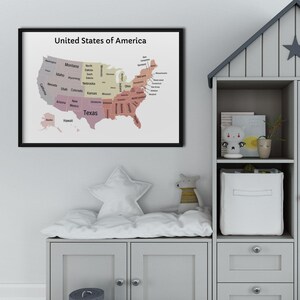 City Map of USA Education Poster, Printable Geography Classroom Wall ...