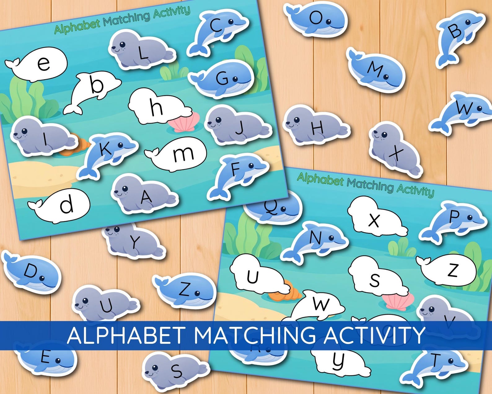 Ocean Alphabet Matching Activity, Uppercase Lowercase Match, Preschool ...