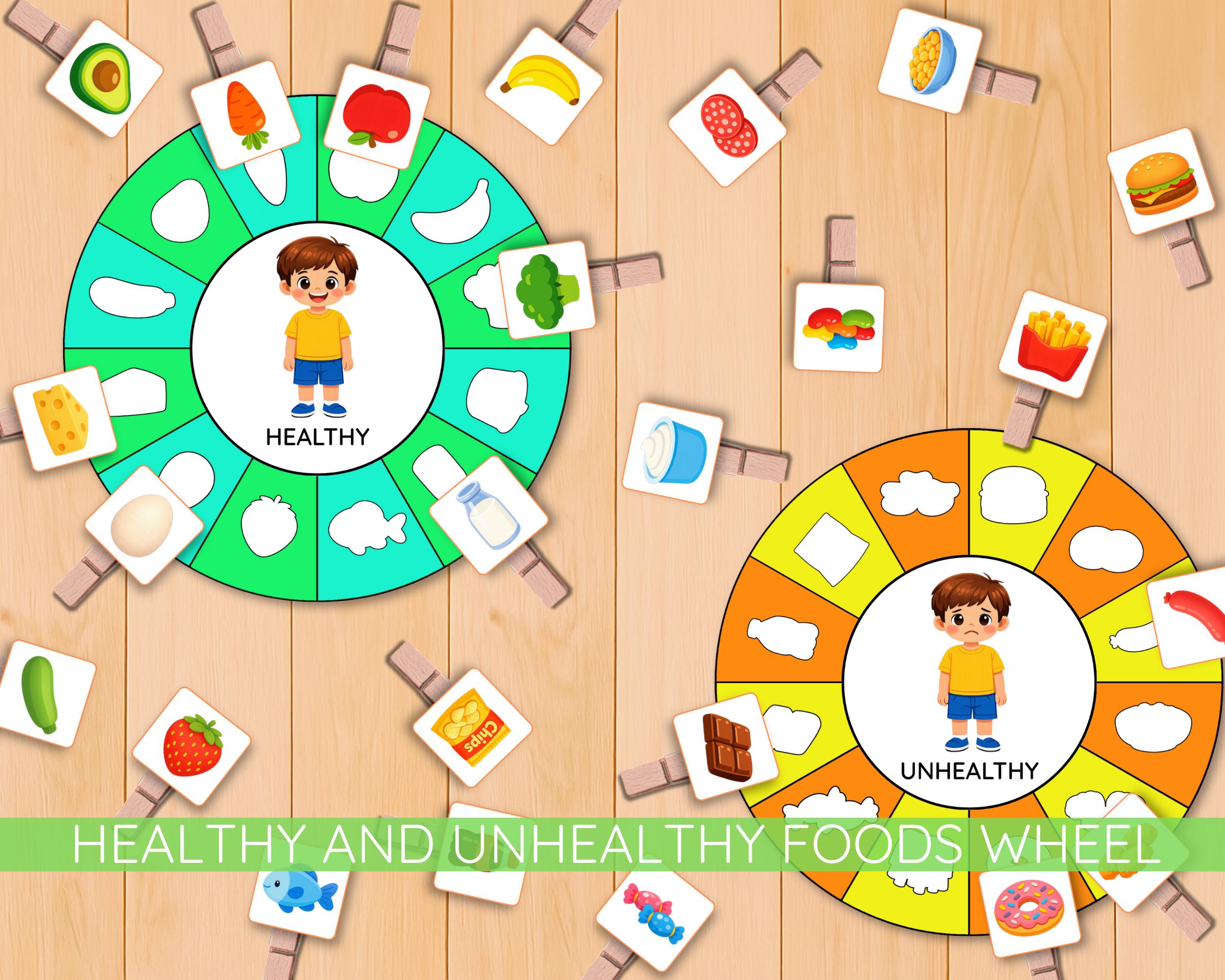 Healthy and Unhealthy Food Matching Wheel, Nutrition Activity ...