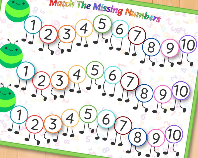 Caterpillar Missing Numbers Matching Activity, Number 1 10, Preschool ...