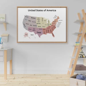 City Map of USA Education Poster, Printable Geography Classroom Wall ...