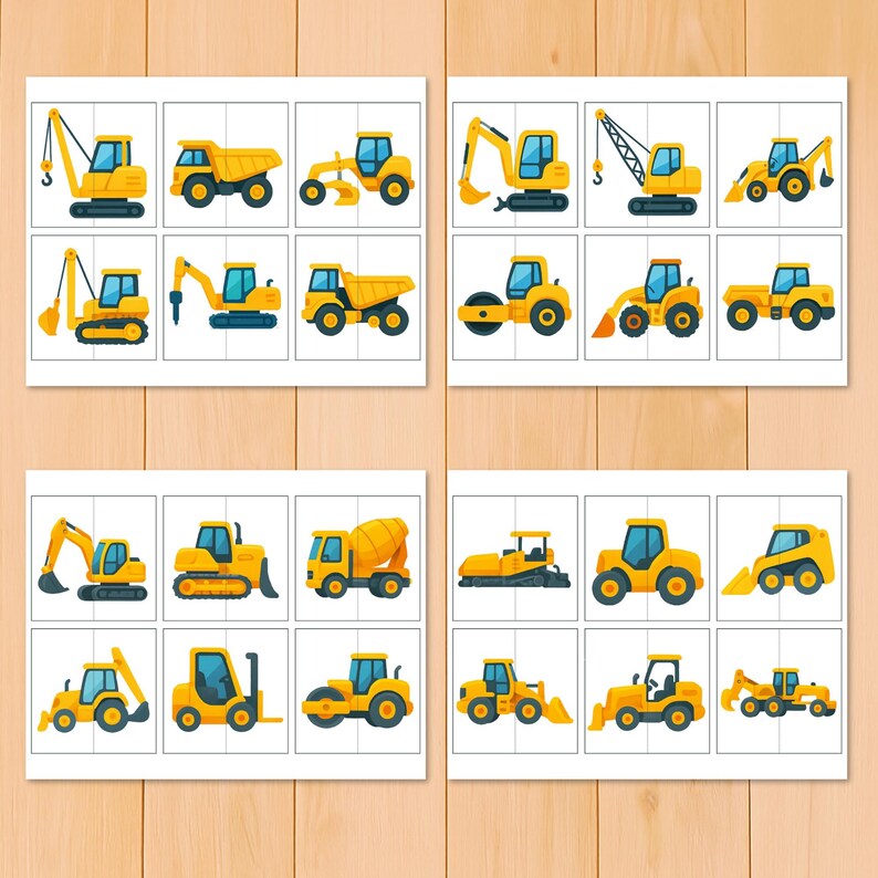 Vehicle Matching Puzzle, Printable Montessori, Truck Activity, Learn ...