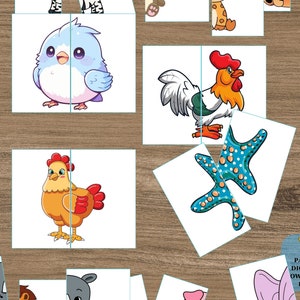 Printable Matching Animals Worksheet Busy Book, Toddler Busy Book ...