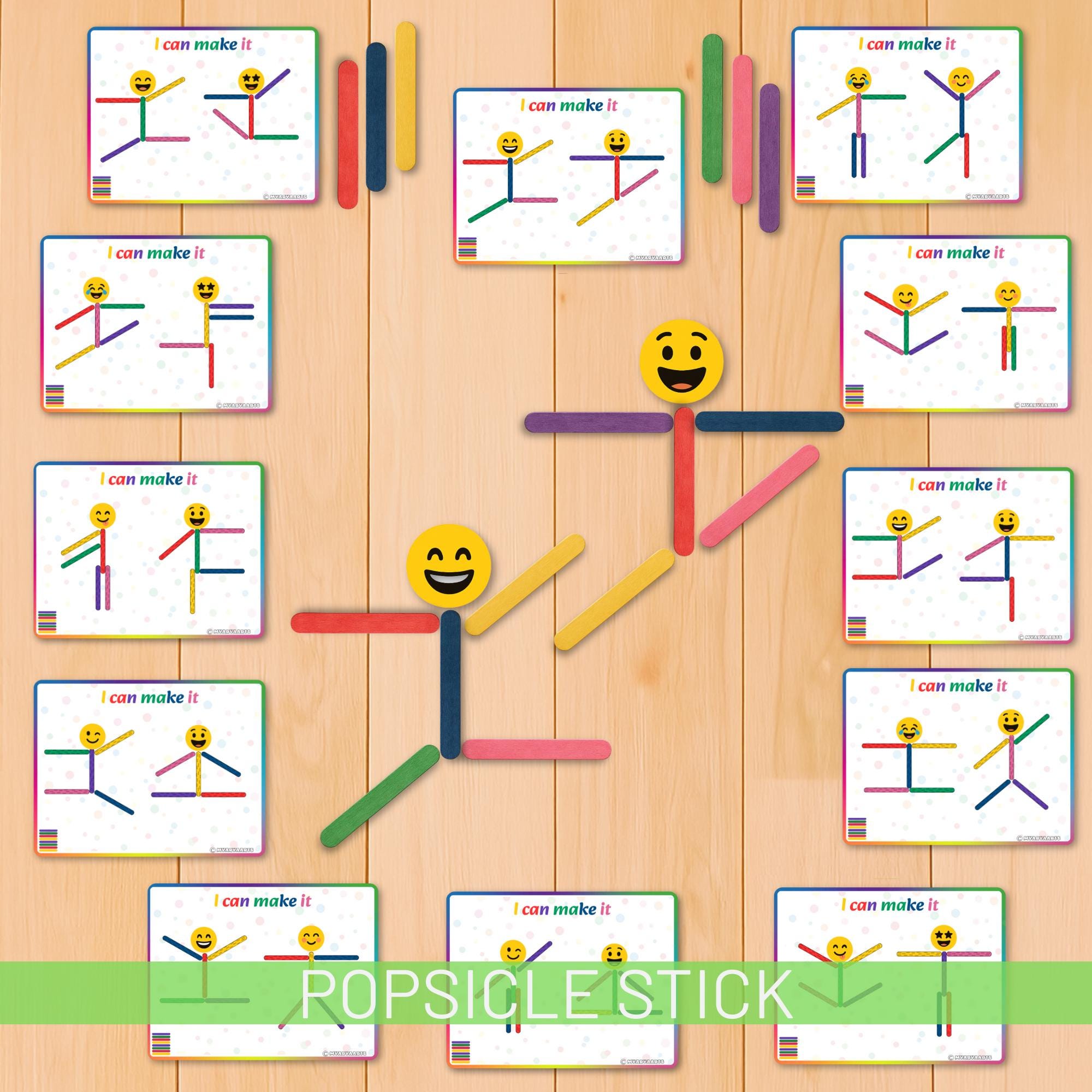 Popsicle Stick Stickman Activity Cards, Learning Games, Homeschool ...