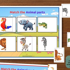 Printable Matching Animals Worksheet Busy Book, Toddler Busy Book ...