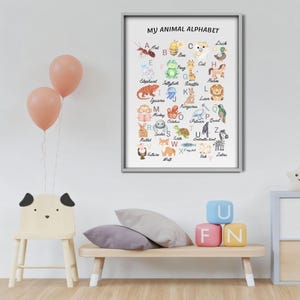 Animal Alphabet and Numbers Prints, Printable Wall Art, ABC Poster ...
