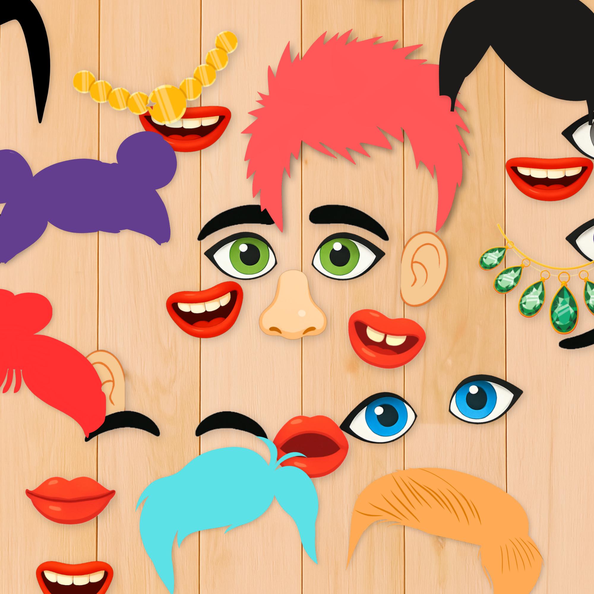 Face Creation Activity for Kids, Printable Facial Features Craft Game ...