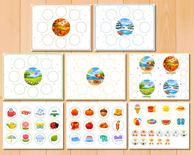 Seasons Matching Activity for Kids, Months and Years, Season Sorting ...