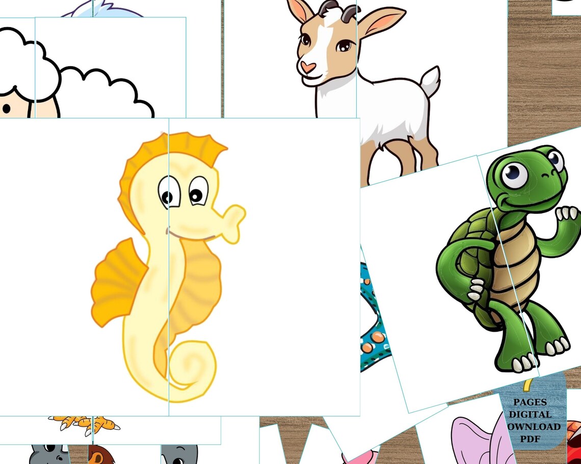 Printable Matching Animals Worksheet Busy Book, Toddler Busy Book ...