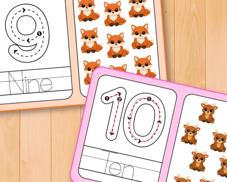 Tracer les nombres et compter les cartes 1 10, exercice d'écriture ...