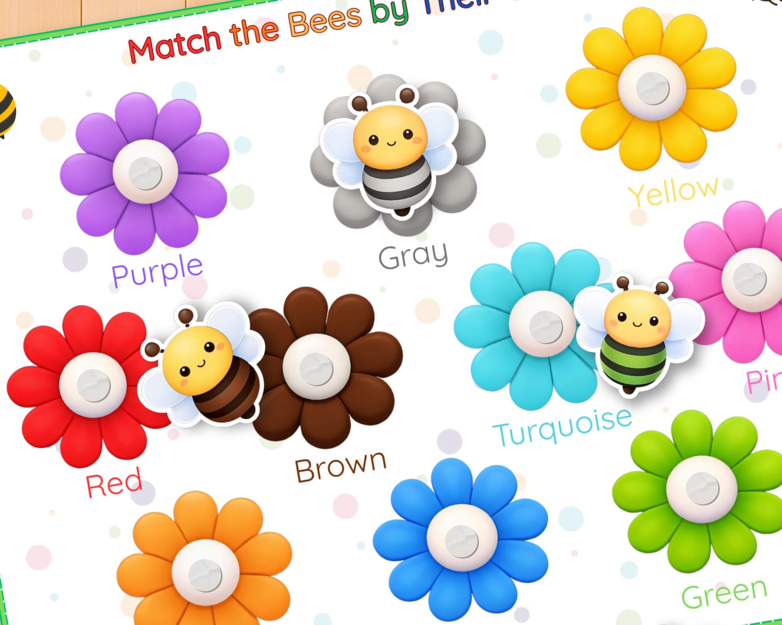Bees Color Matching Activity, Flower Match Game, Preschool Curriculum ...