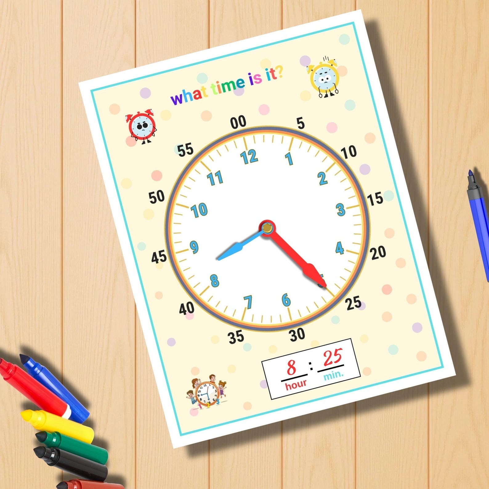 Printable Clock Telling Worksheet, Fun Time Learning Activities for ...