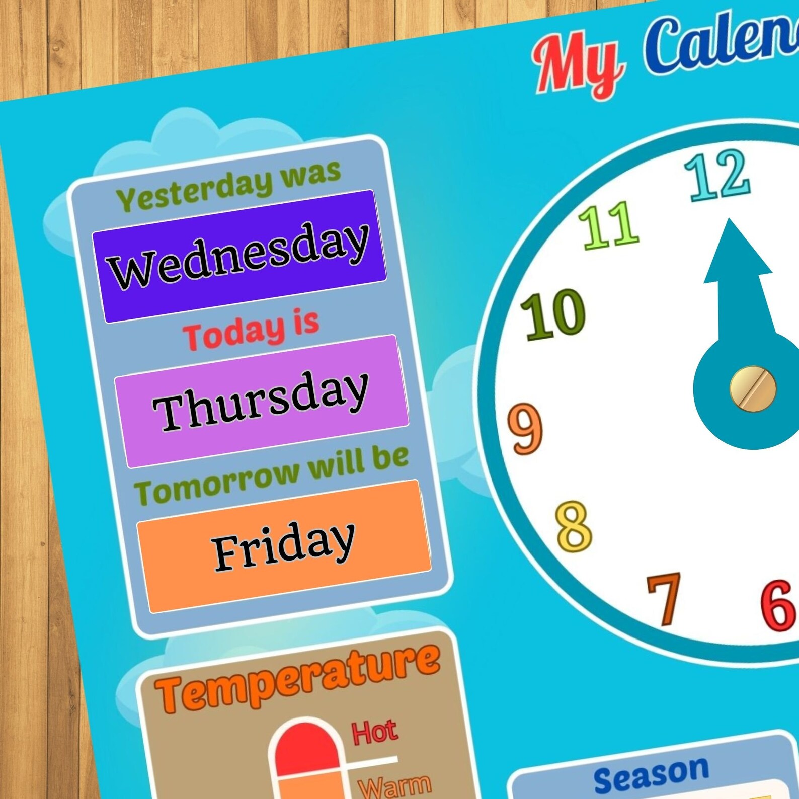 Daily Kids Calendar for Kids, Calendar for Kids, Homeschool Wall ...