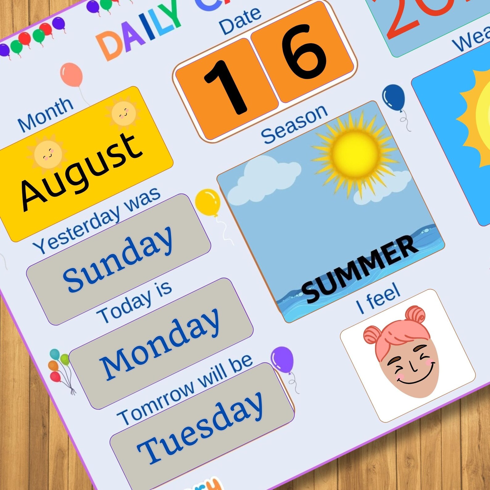 Printable Calendar for Kids Montessori Homeschool Preschool Calendar ...