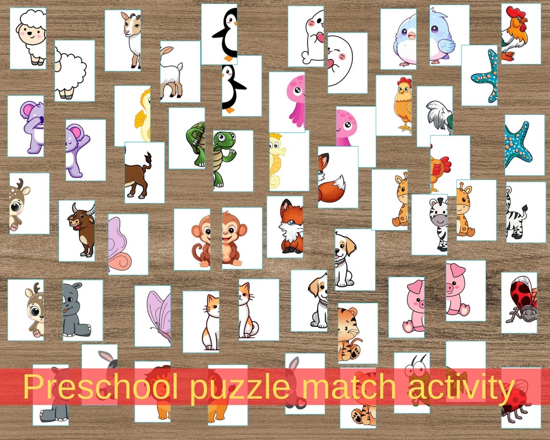 Printable Matching Animals Worksheet Busy Book, Toddler Busy Book ...