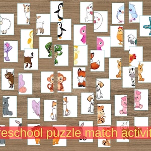 Printable Matching Animals Worksheet Busy Book, Toddler Busy Book ...